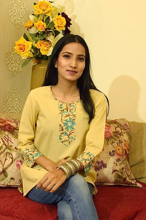 Beige short Kurti top – Jaipur Hand Block